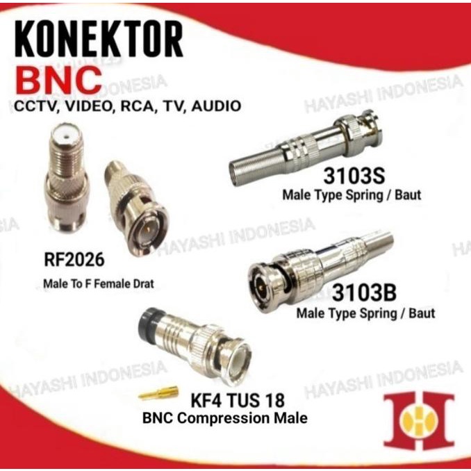 Jual Connector Jack Konektor Jek BNC CCTV Male Female F Compression Taiwan | Shopee Indonesia