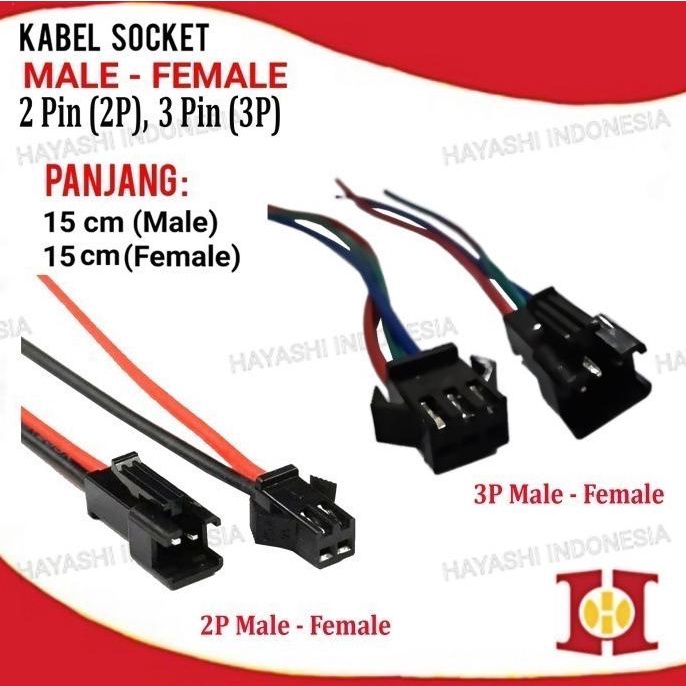 Jual Kabel Soket Konektor Socket Male Female LED Strip DC JST SM 2 3 4 Pin | Shopee Indonesia