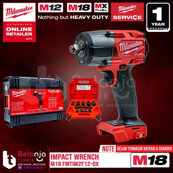 Jual Milwaukee Mid Torque Impact Wrench 1/2" M18 FMTIW2F12-0X Pembuka ...