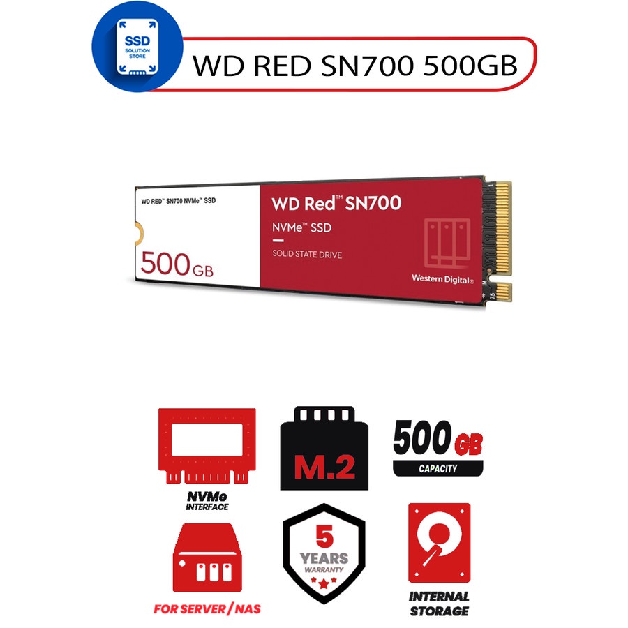Jual WD Red SN700 500GB - NVMe M.2 2280 SSD NAS - 1000TBW - 5 Tahun ...