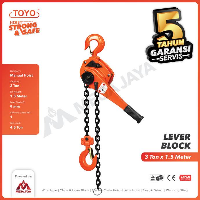 Jual Lever Block / Lever Hoist 3 Ton X 1.5 Meter Toyo | Shopee Indonesia