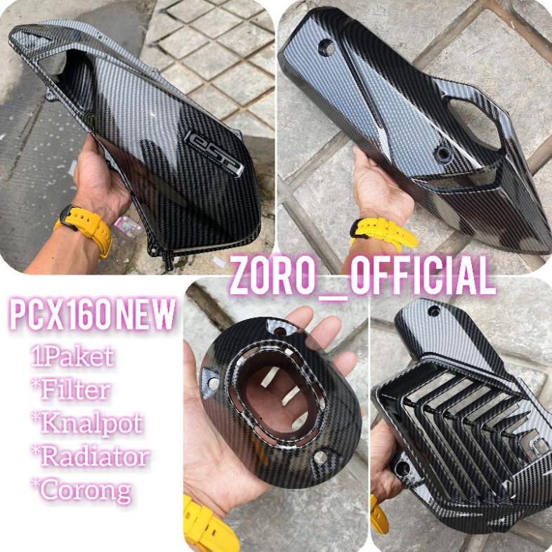 Jual Paket Cover Carbon PCX 160 New Tutup Knalpot/Tutup Filter/Tutup ...