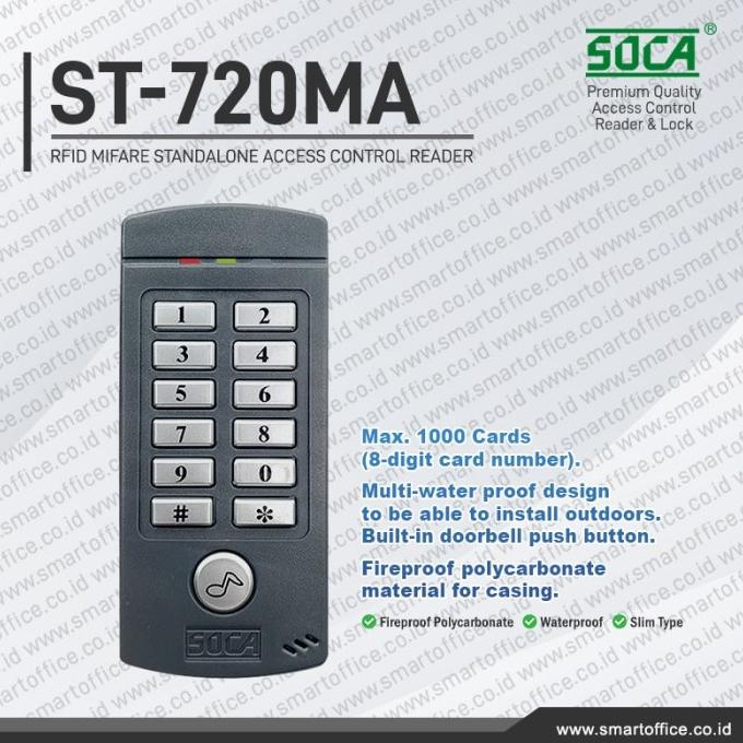 Jual Standalone Access Control Reader RFID Mifare 13.56Mhz SOCA ST-720MA | Shopee Indonesia
