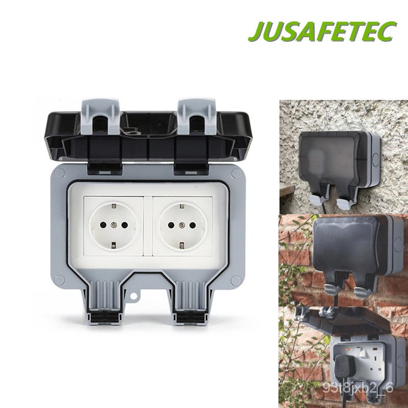 Jual &2-Way Outdoor Socket Power Socket Impact Resistance 3680W 16A EU ...
