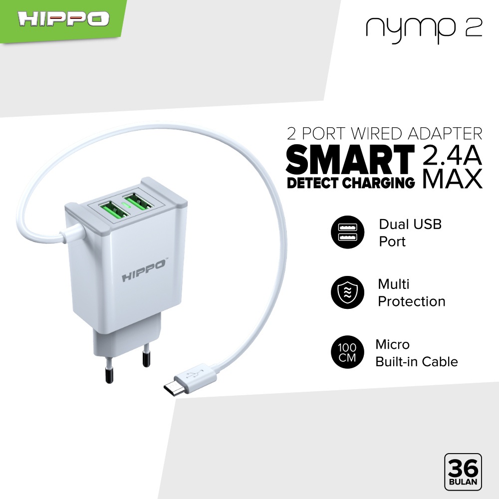 Jual Hippo Adaptor NYMP 2 2.4A SDC USB Adapter Kepala Casan Colokan Charger Charging Rumah Type ...