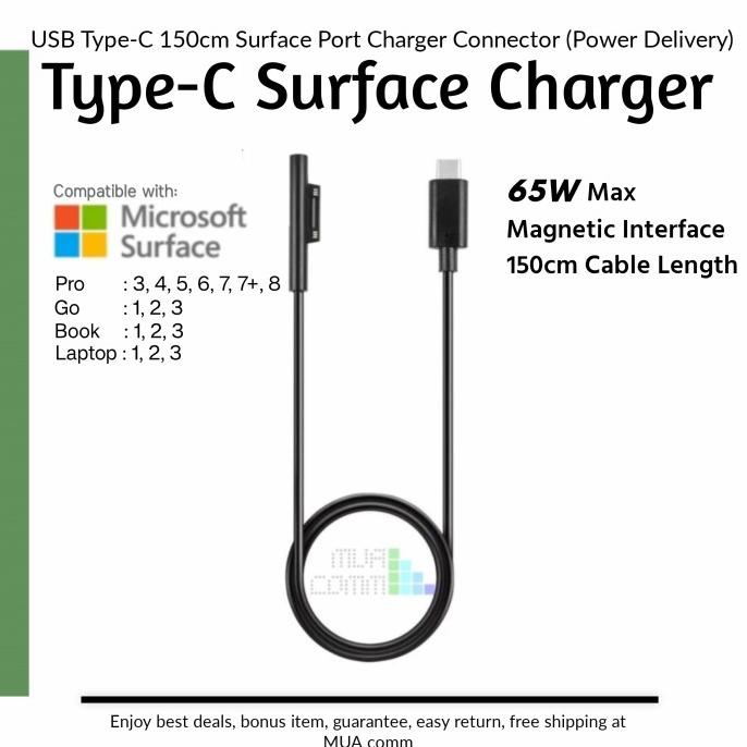 Jual Kabel Type C Charger Surface Pro/Go magnetic charger Microsoft ...