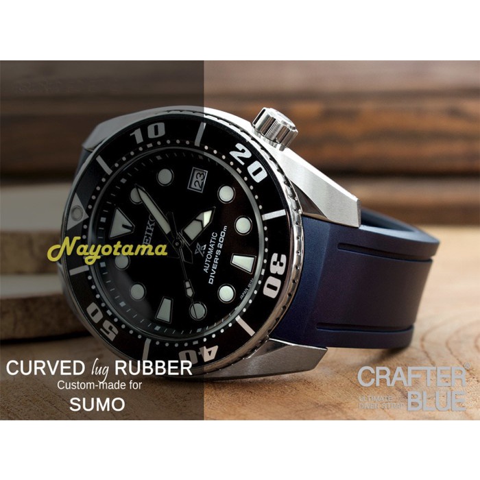 Jual CRAFTER BLUE Rubber Strap BIRU NAVY untuk Jam SEIKO SUMO Curve End ...