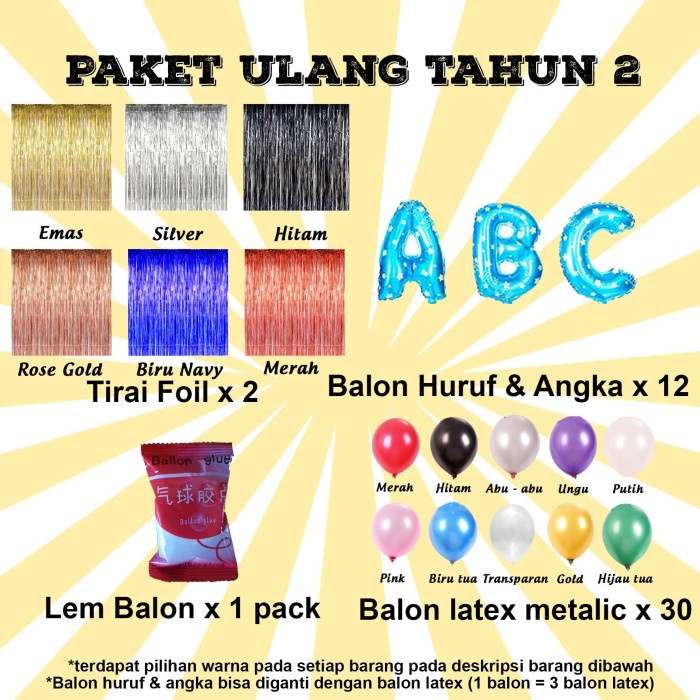 Jual Paket Ulang Tahun 2 / Paket Balon Ultah 2 / Paket Balon Huruf ...