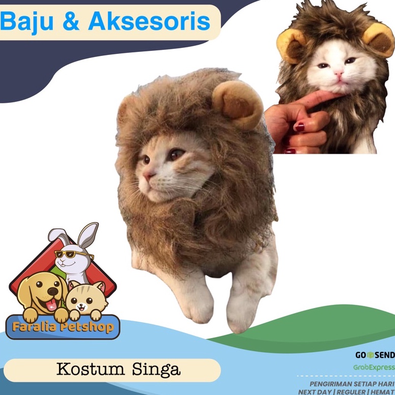 Jual Harga Bagus Kostum Kucing Anjing Model Wig Rambut Singa Topi Cat ...