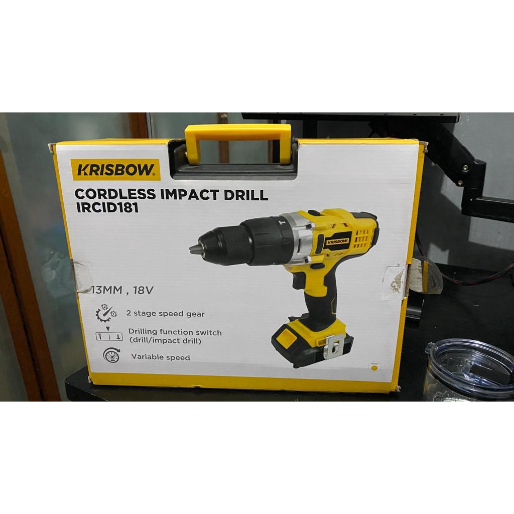Jual KRISBOW CORDLESS IMPACT DRILL 13MM 18V LI-ION KRISBOW (10085869 ...