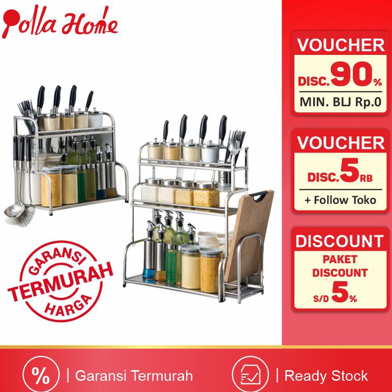 Jual VIRAL Ollahom Rak Dapur Rak Bumbu Dapur Serbaguna Stainless Steel ...
