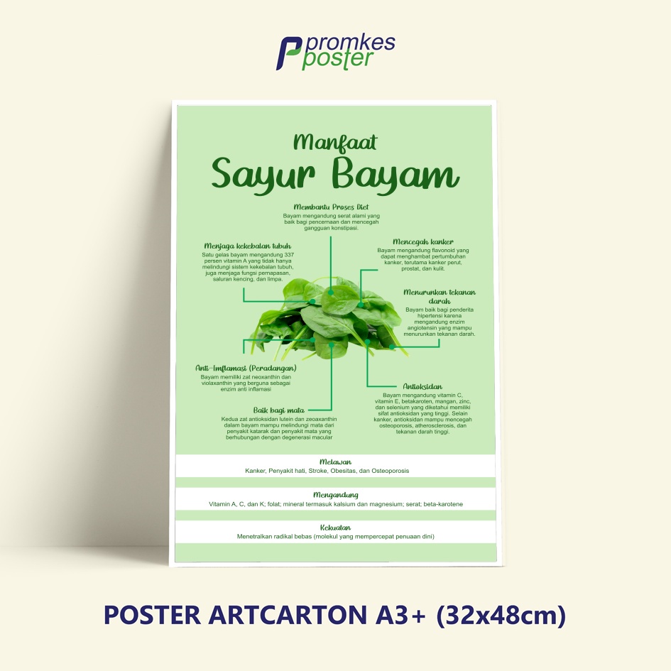 Jual Poster Kesehatan Manfaat Sayur Bayam | Shopee Indonesia