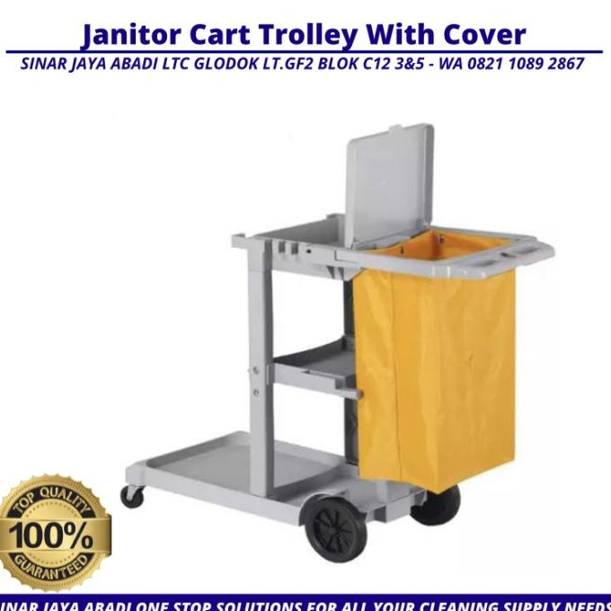 Jual Gerobak Alat Kebersihan Trolley Janitor Cart With Cover Troli ...