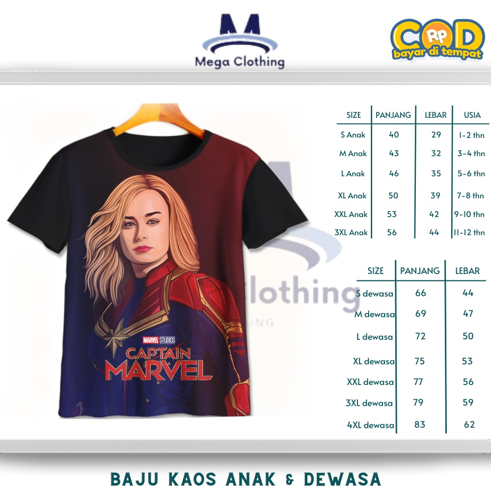 Jual Kaos Superhero Captain Marvel v10 Anak & Dewasa | Baju Couple ...