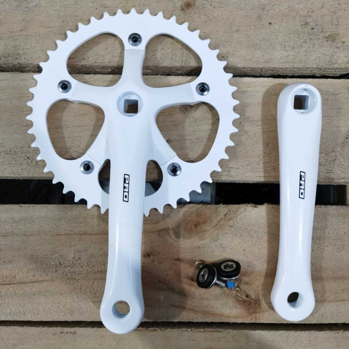Jual Crankset Pro Crank Fixie Fixed Gear Sepeda Lipat Putih White Murah ...