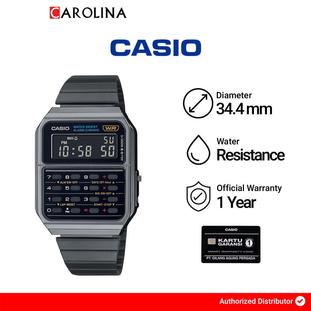 Jual Jam Tangan Pria CASIO CA-500WEGG-1B Calculator Model Digital Dial ...