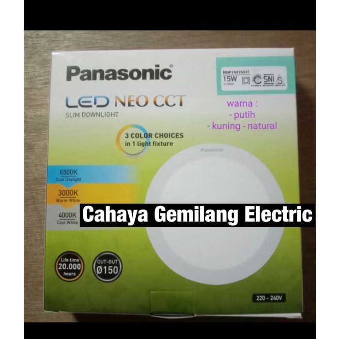 Jual Lampu led downlight panel panasonic 15w neo cct slim 3 warna nnp73476 | Shopee Indonesia