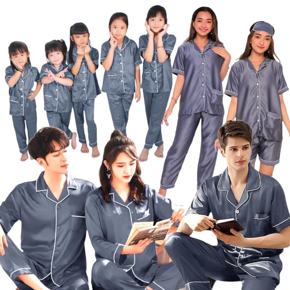 Jual PIAMA/BAJU TIDUR COUPLE PASANGAN KELUARGA BAHAN SATIN SILK WARNA ...