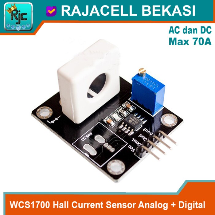 Jual Wcs1700 Sensor Arus Ac Dc Hall Current Max 70A Analog & Digital ...