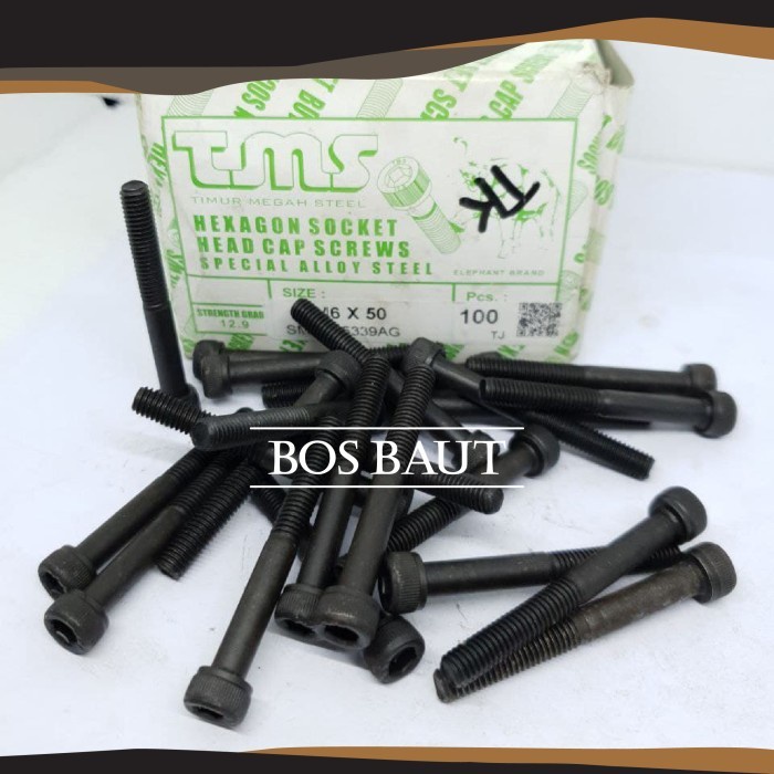 Jual Baut L Socket Baja 12.9 M6 x 50 Hitam | Shopee Indonesia