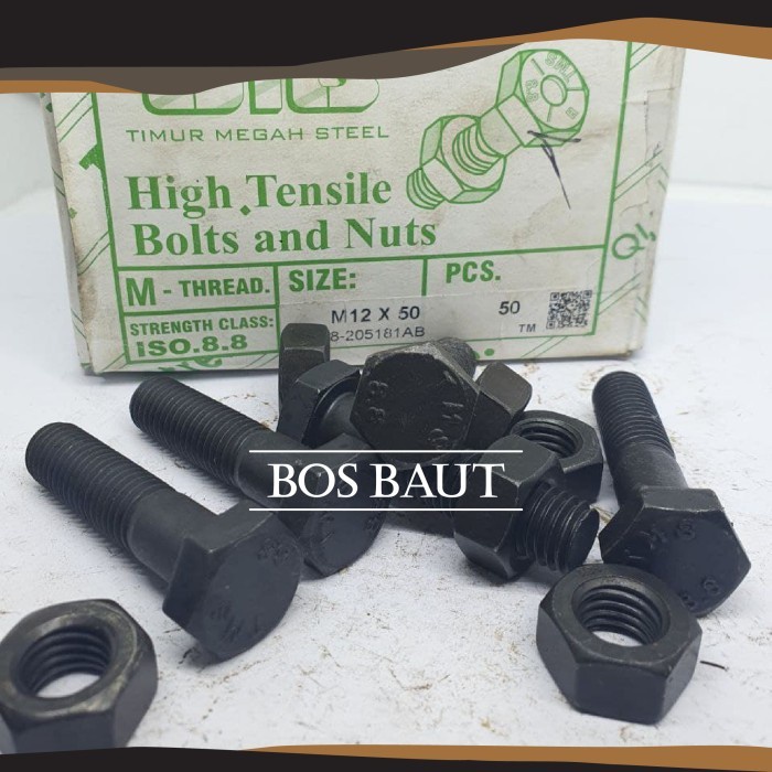 Jual Baut Mur Baja 8.8 M12x50 (Kunci 19) | Shopee Indonesia