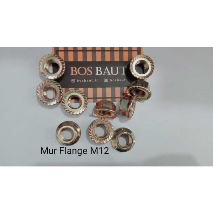 Jual MUR FLANGE M12 DRAT HALUS - NUT FLANGE M12 P1.25HLS K17 KUNING ...
