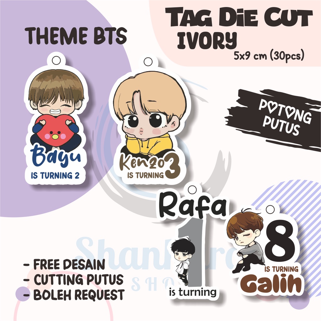 Jual (30pcs) Tag THEME BTS ( TAG ONLY ) TIDAK TERMASUK TALI / Tag ...