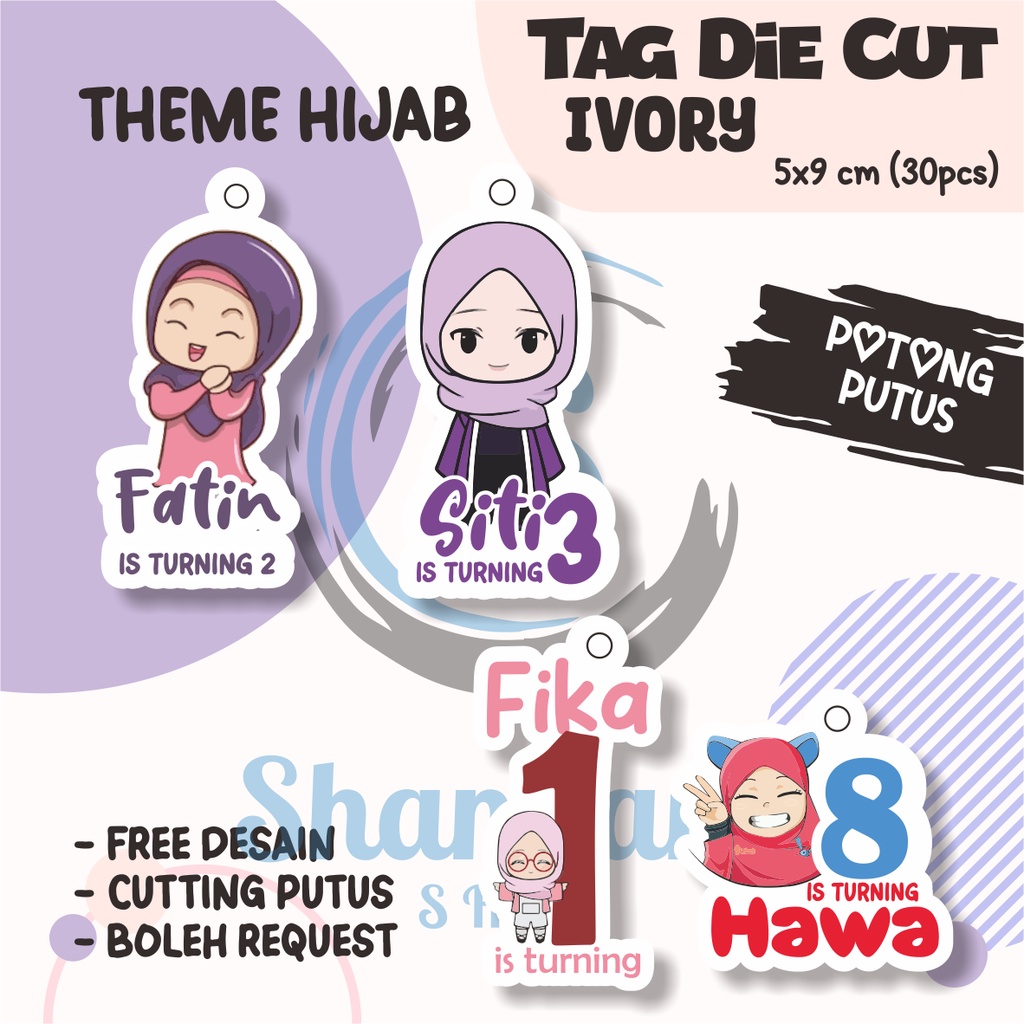 Jual (30pcs) Tag THEME HIJAB ( TAG ONLY ) TIDAK TERMASUK TALI / Tag ...