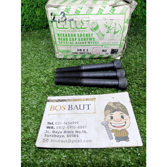 Jual Baut L Socket Head Baja UNC 12.9 - 3/8X3 T16 Hitam | Shopee Indonesia