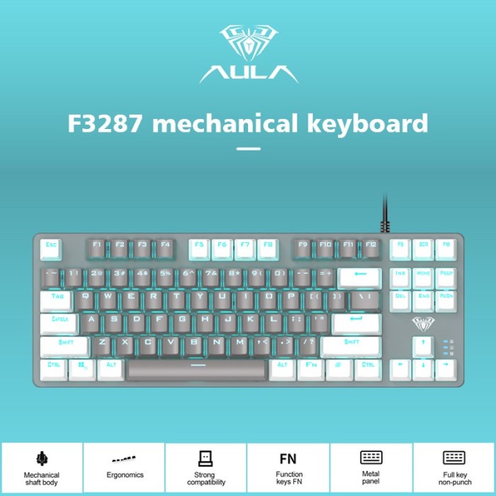 Jual Keyboard Gaming Mechanical AULA F-3287 TKL - K-RGD Blue Switch ...