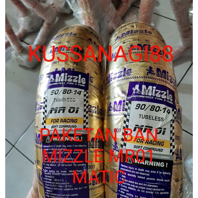 Jual HARGA SPESIAL PAKET BAN MOTOR MIZZLE MR01 90/80-14 RING 14 SOFT ...