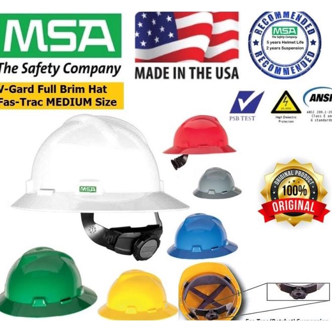 Jual Helm Msa Full Brim V Gard Usa Original Hard Hat,Safety Helmet ...
