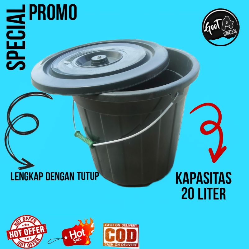 Jual EMBER 20 LITER DENGAN TUTUP / EMBER PRAKTIS + TUTUP Gagang ...