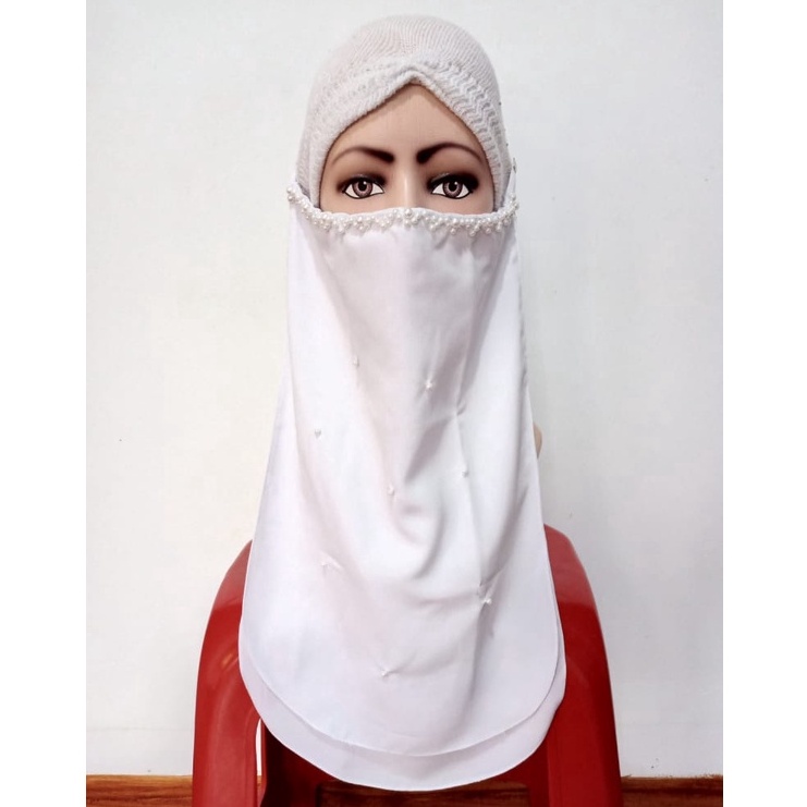 Jual [YTTA♞] Cadar 2 layer PUTIH BERSIH /cadar pengantin syar'i / cadar walimah NSD6] | Shopee ...