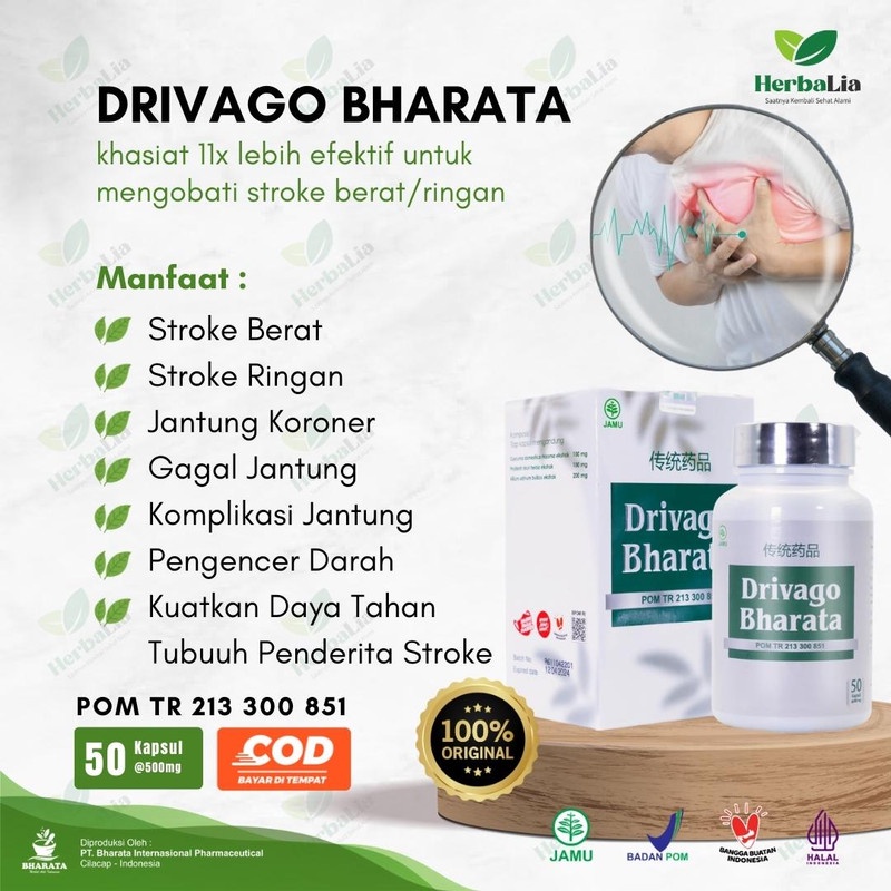 Jual Obat Herbal Stroke Jantung Koroner Super Premium Bharata Drivago ...