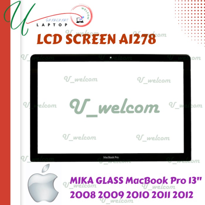 Jual mika Glass Screen Frame cover LCD LED Macbook Pro A1278 | Shopee ...