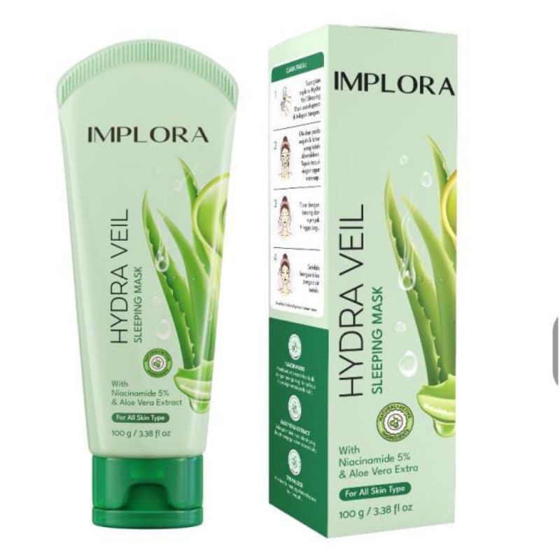 Jual IMPLORA HYDRA VEIL SLEEPING MASK NIACINAMIDE & ALOE VERA EKSTRAK / 100ml | Shopee Indonesia