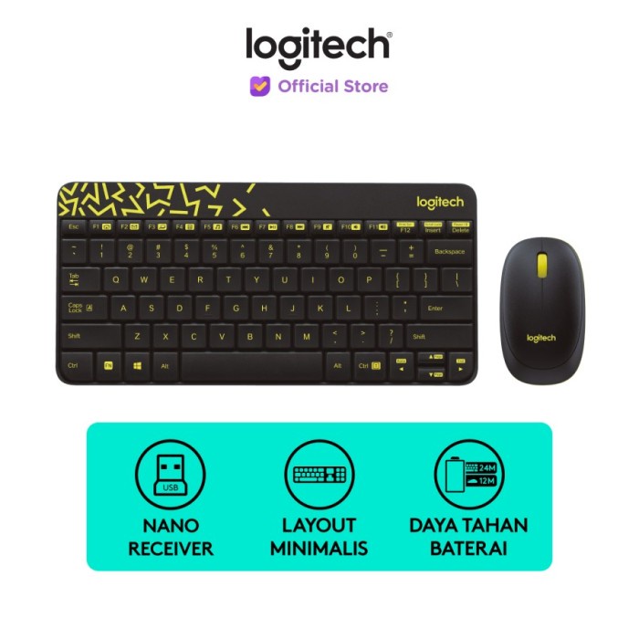 Jual LOGITECH WIRELESS COMBO KEYBOARD + MOUSE MK240 - M212 MINI ...