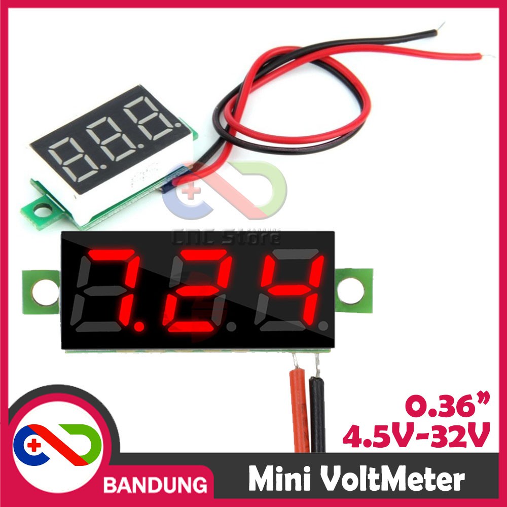 Jual MINI VOLTMETER VOLT PANEL METER DIGITAL LED 4.5V-32V DC 2 WIRE 0. ...