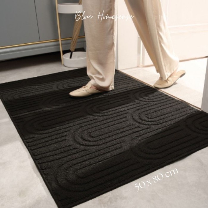 Jual Keset Pintu Masuk Minimalis Simple Hitam Putih Abu Anti Slip 60X90 ...