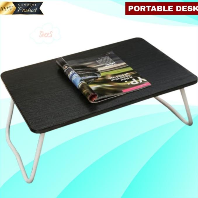 Jual VYUV MEJA LIPAT PORTABLE LAPTOP LESEHAN BLACK MEJA BELAJAR ...
