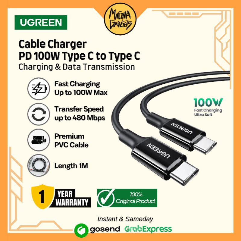 Jual UGREEN Kabel Charger Type C To Type C 100W Cable Data Transfer ...