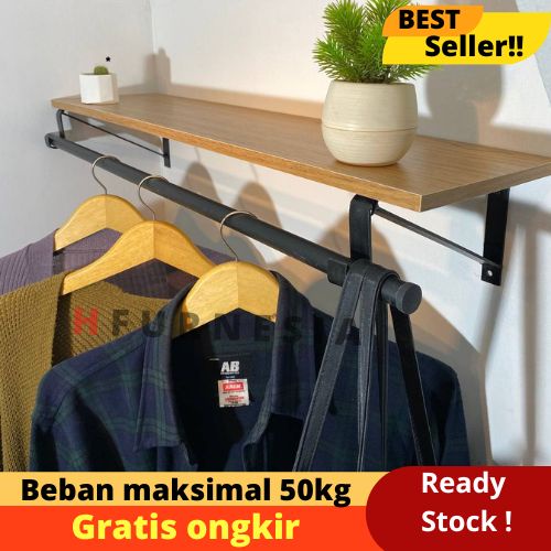 Jual RAK GANTUNGAN BAJU KAYU UKURAN 60X20 RAK GANTUNGAN JILBAB MUKENA ...