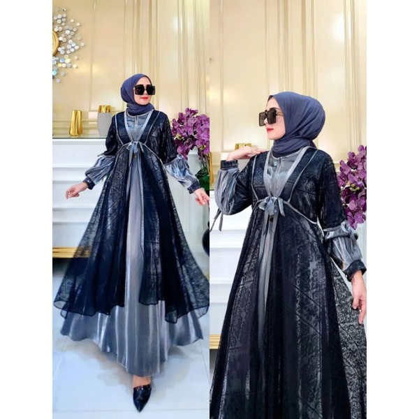 Jual [Cod]Gaun Gamis Hitam Talitha Dress Kondangan Muslim Wanita ...