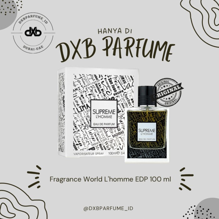 Jual [Ori] Fragrance World Supreme L'Homme Edp 100 Ml Diskon | Shopee ...