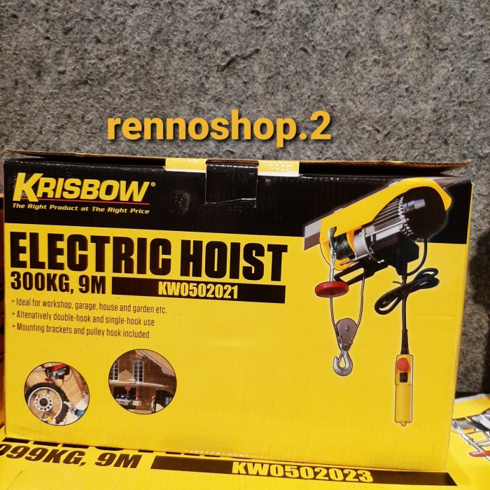 Jual KRISBOW ELECTRIC HOIST REEL DOUBLE HOOK 300KG 9M/KATROL 300KG 9M ...