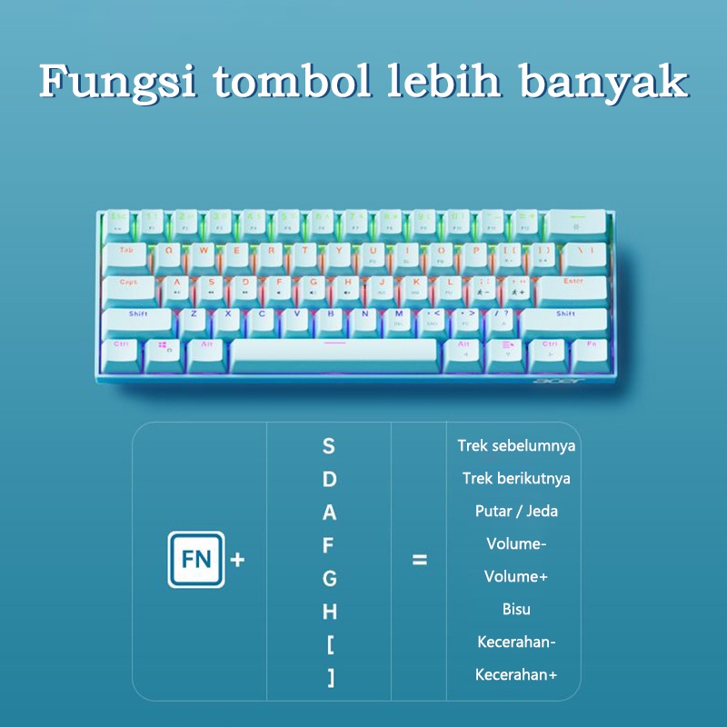 Jual Keyboard Wireless Mekanikal 60% Ni Gang 61-Key Bluetooth Game ...