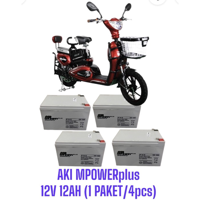 Jual Promo Aki sepeda listrik SELIS 1 paket 12V 12Ah Aki VRLA ...