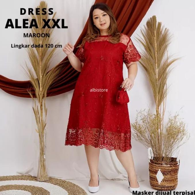 Jual PROMOO! DRESS JUMBO BROKAT TILLE MODEL KEKINIAN TERBARU LD 115-125cm/BLOUSE DRES BROKAT ...