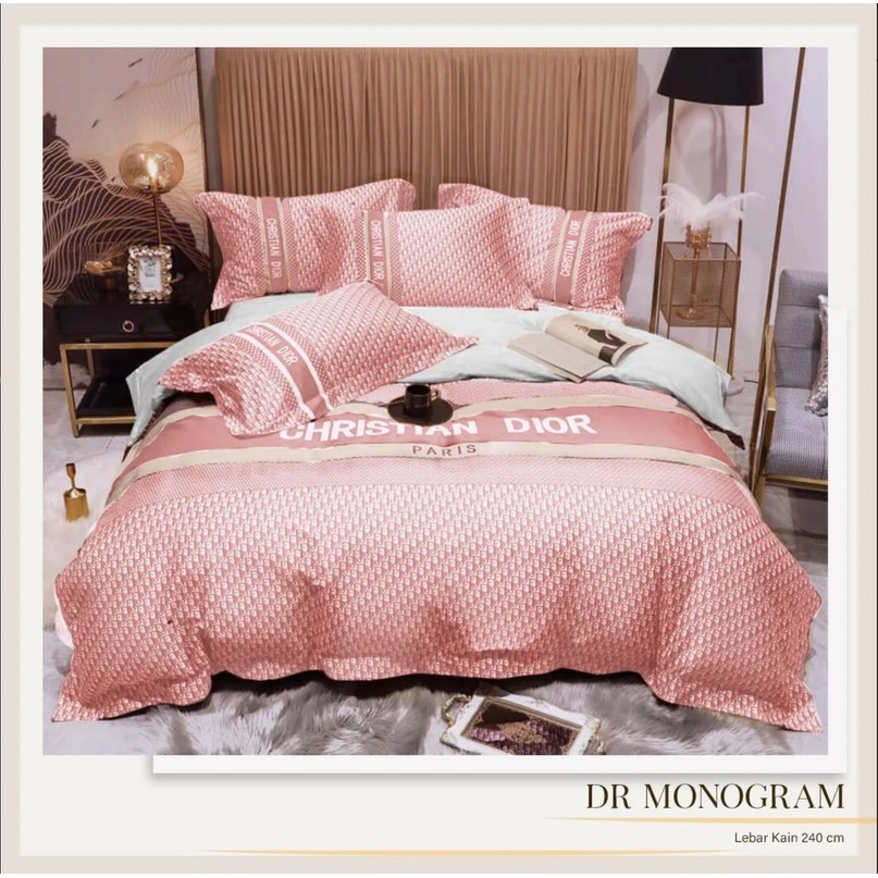Jual Kain Sprei Meteran Motif Christian Dior Monogram Pink Katun Lokal ...